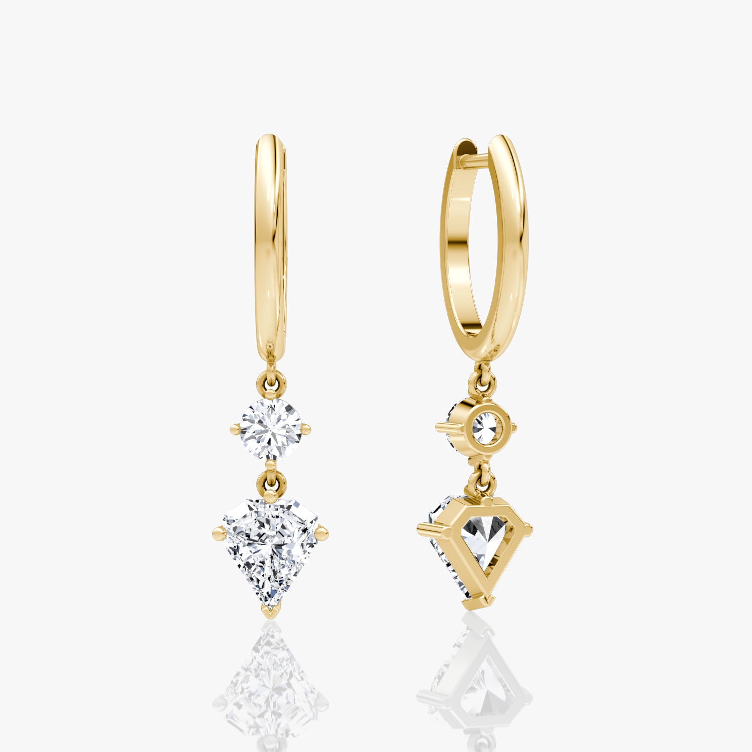 VRAI Duo Drop 14K Gold Huggies w. 2.0ct Shield Lab-Grown Diamonds – The ...