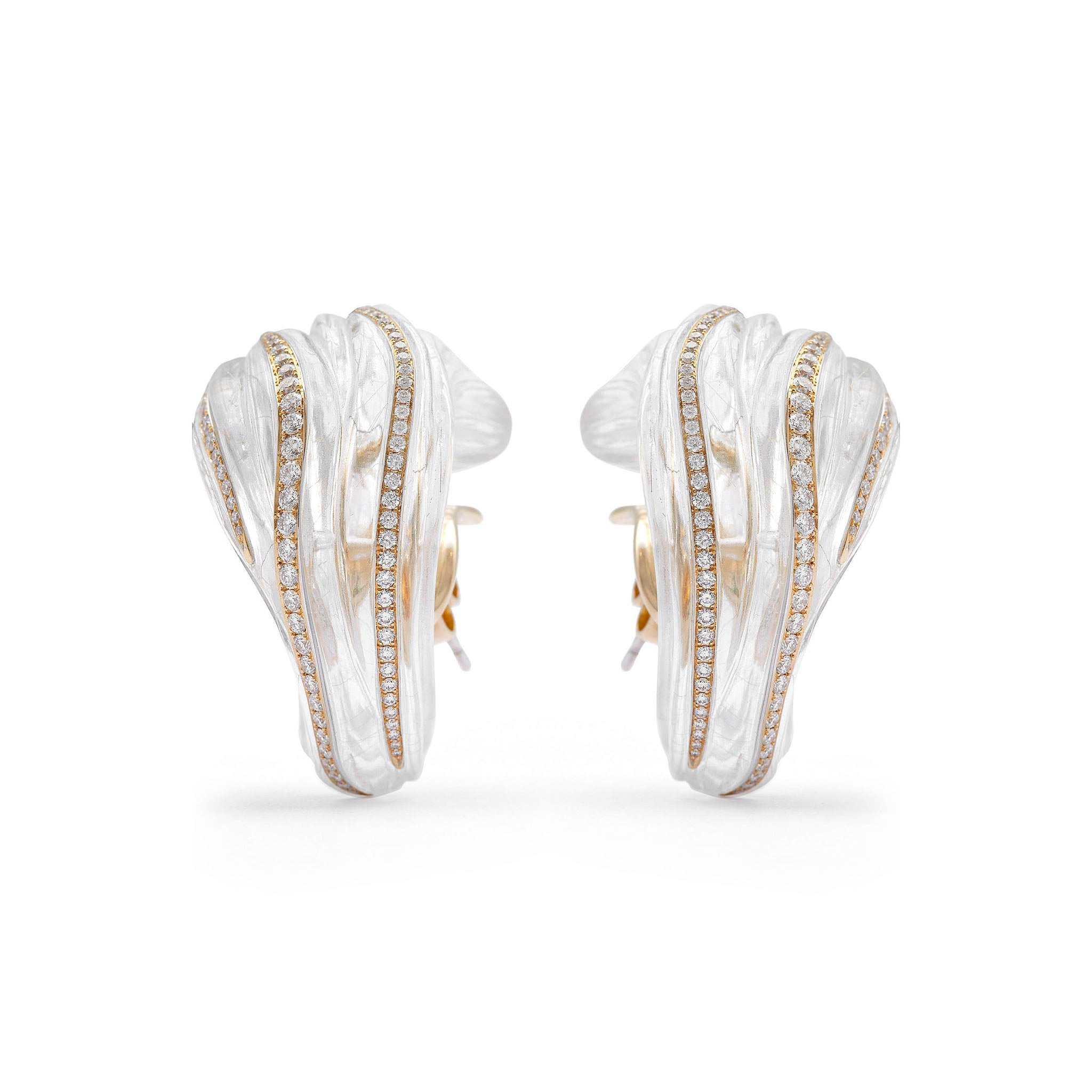 Bibi van der Velden Tidal Wave 18K Gold Earrings w. Diamonds & Quartz ...