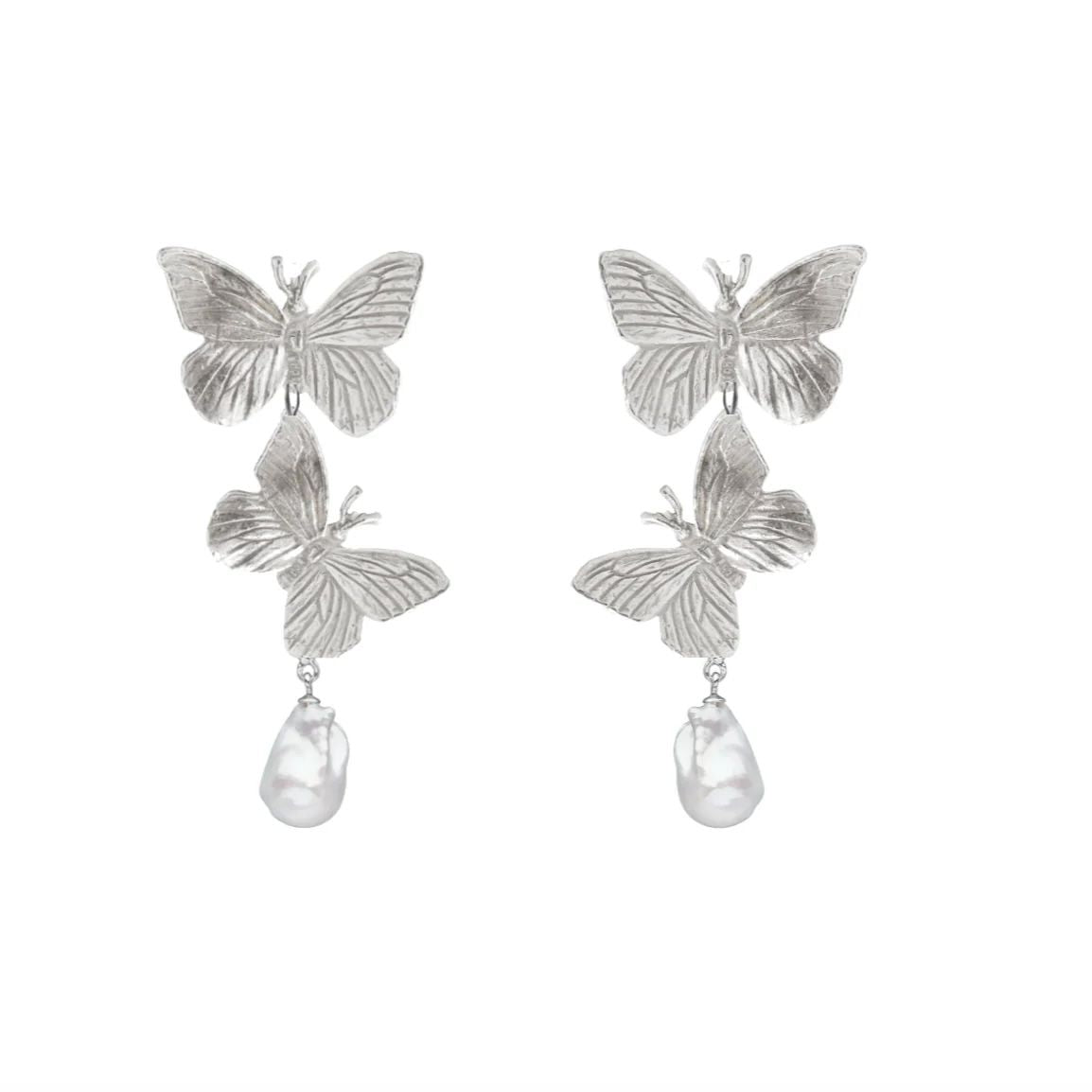 Butterfly Silver Earrings w. Pearl – The Jewellery Room