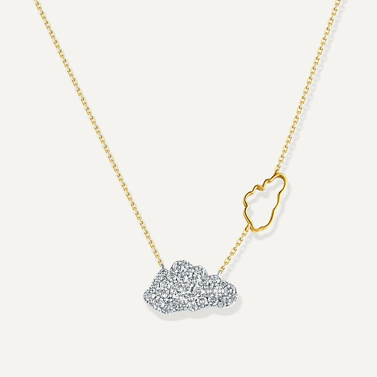 D'NOUR Dubai Allusia Love Double Cloud 18K Gold Necklace w. Diamonds ...