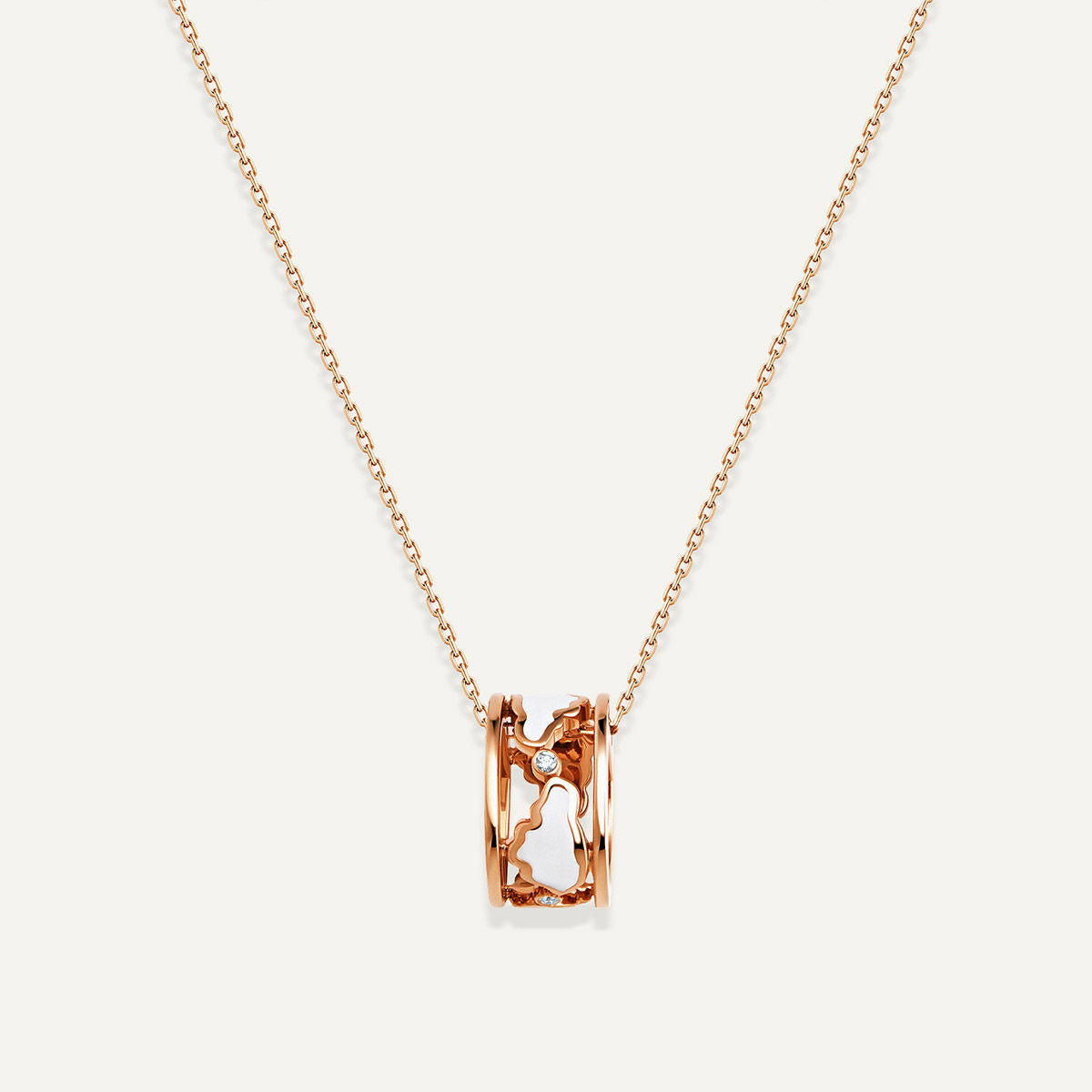 D'NOUR Dubai Allusia Love Enamel Band 18K Rosegold Necklace w. Diamonds ...