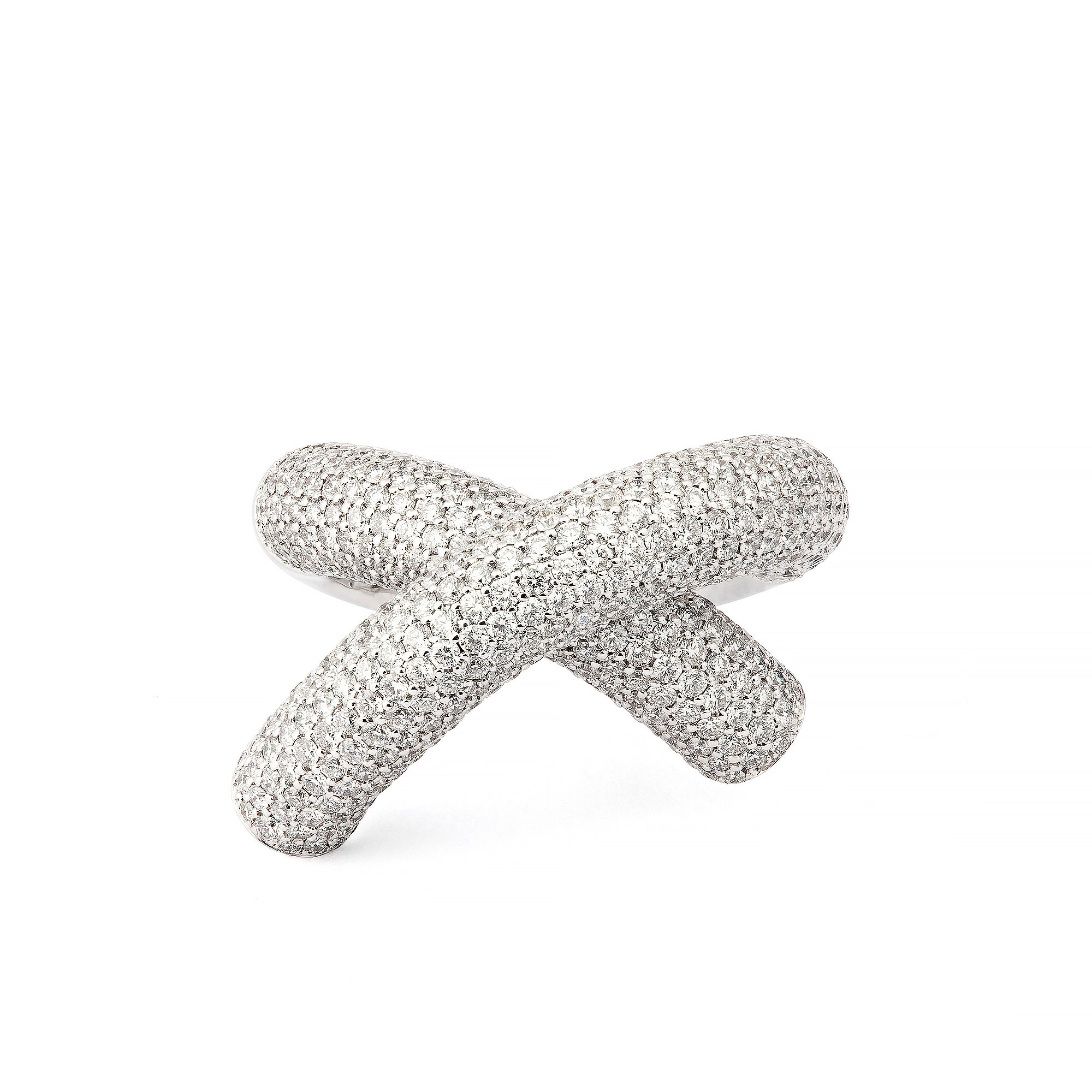 Engelbert Cross Loop Full Pavé 18K Whitegold Ring w. Diamonds – The ...