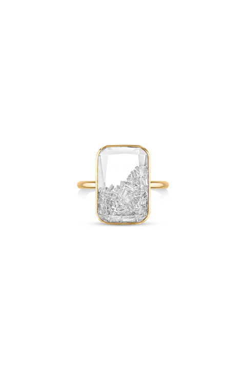 Moritz Glik Diamond Rectangular 18K Gold Ring w. Diamond & Sapphire – The Jewellery Room