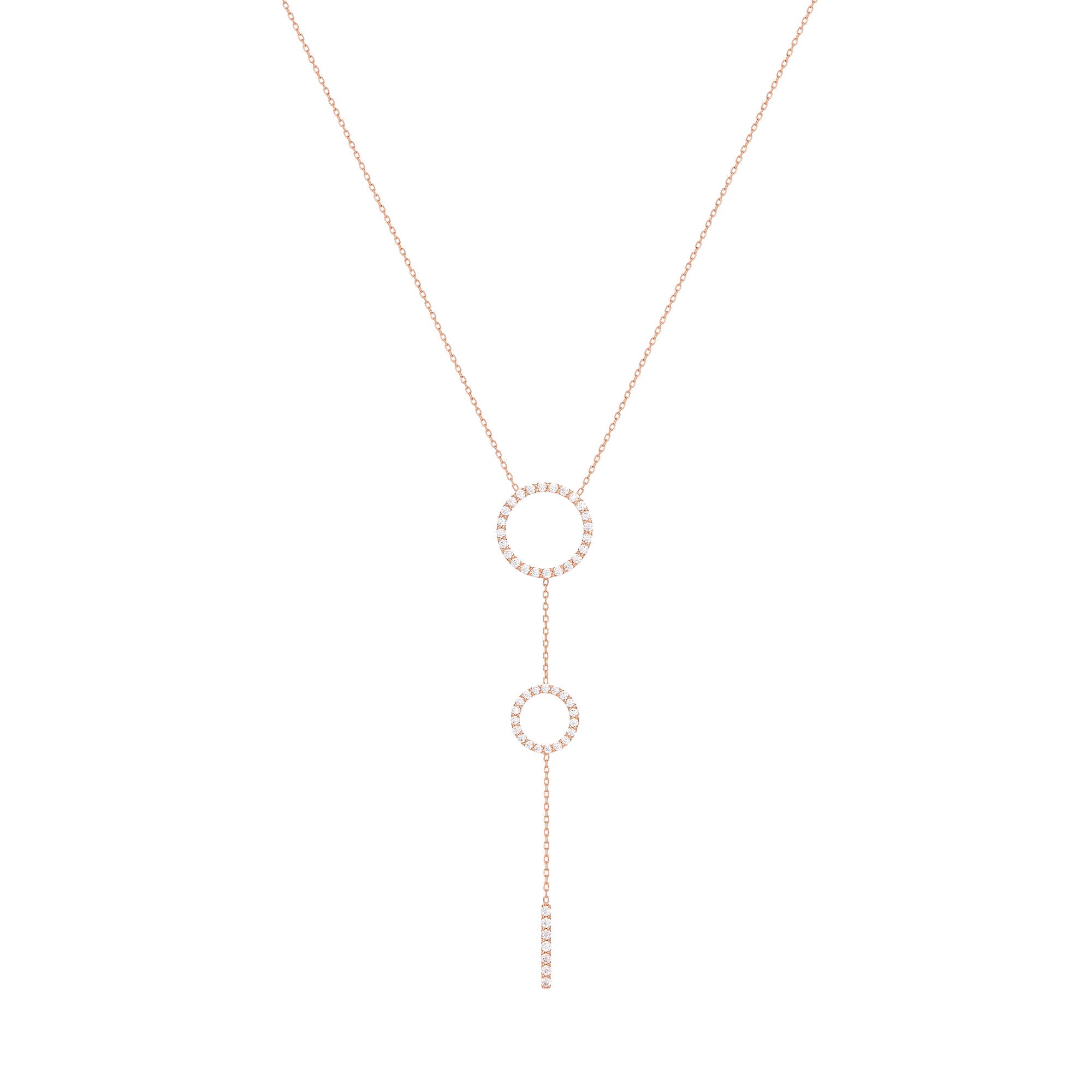 Alexa Fine Jewelry Double Hoops 18K Rosegold Necklace w. Diamonds – The ...