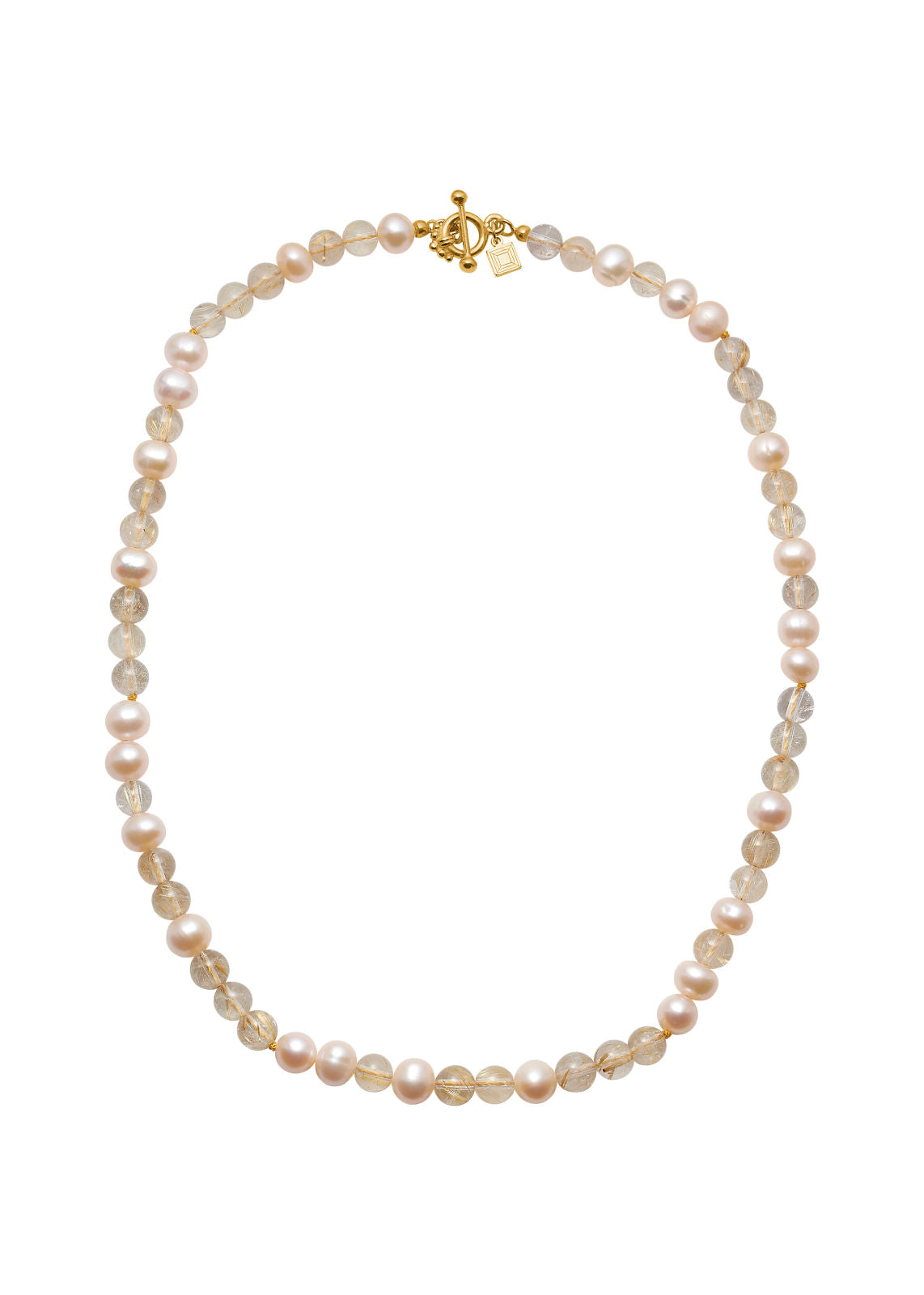 Lucy Gold Plated Necklace w. Golden Rutile Quartz & Pearls – The ...