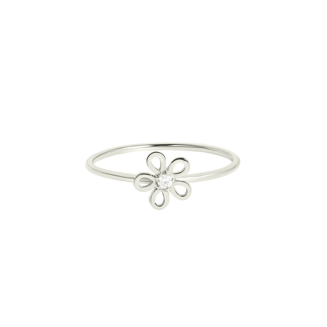 Alexa Fine Jewelry Golden Daisy 18K Whitegold Ring w. Diamond – The ...