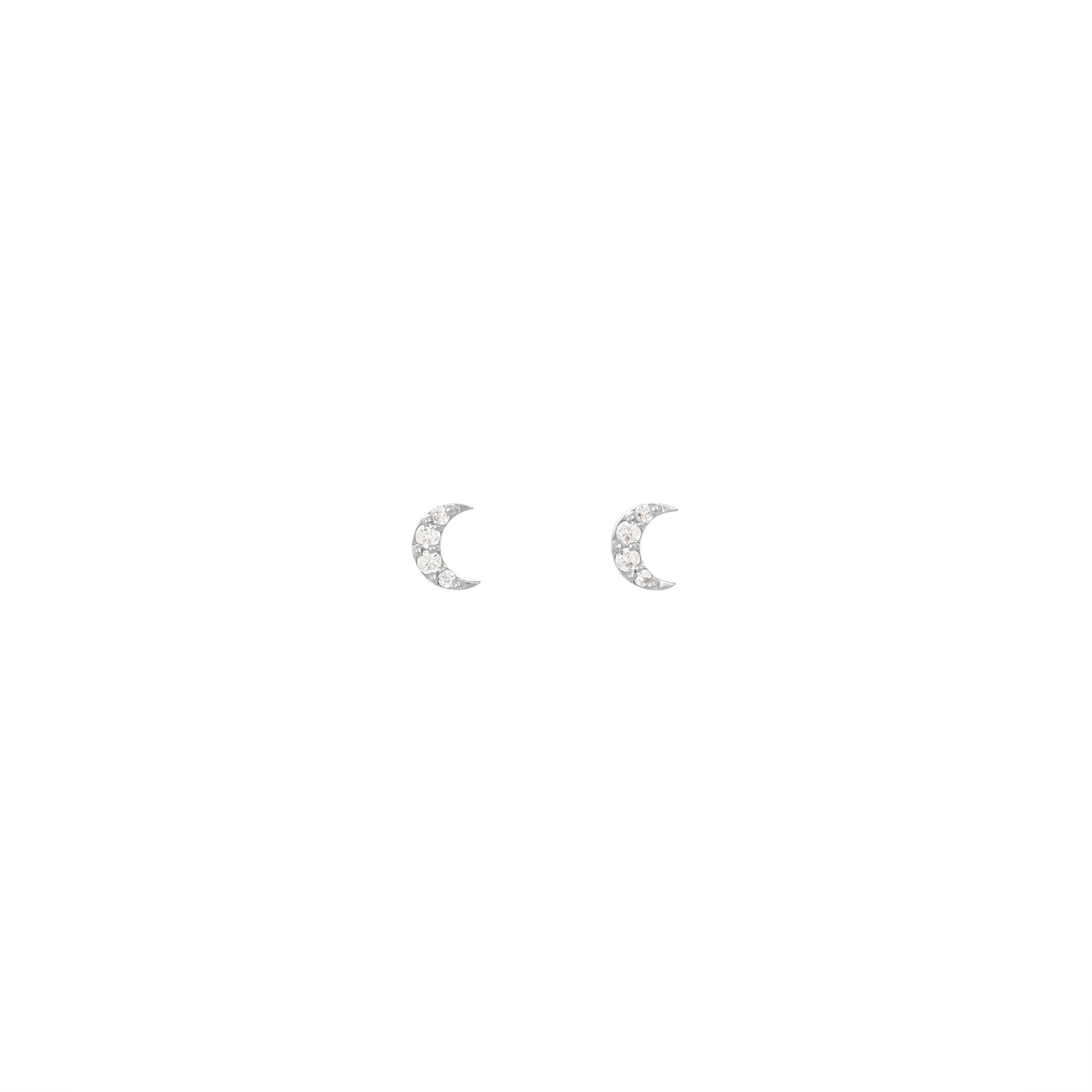 Alexa Fine Jewelry Half Moon 18K Whitegold Stud w. Diamonds – The ...