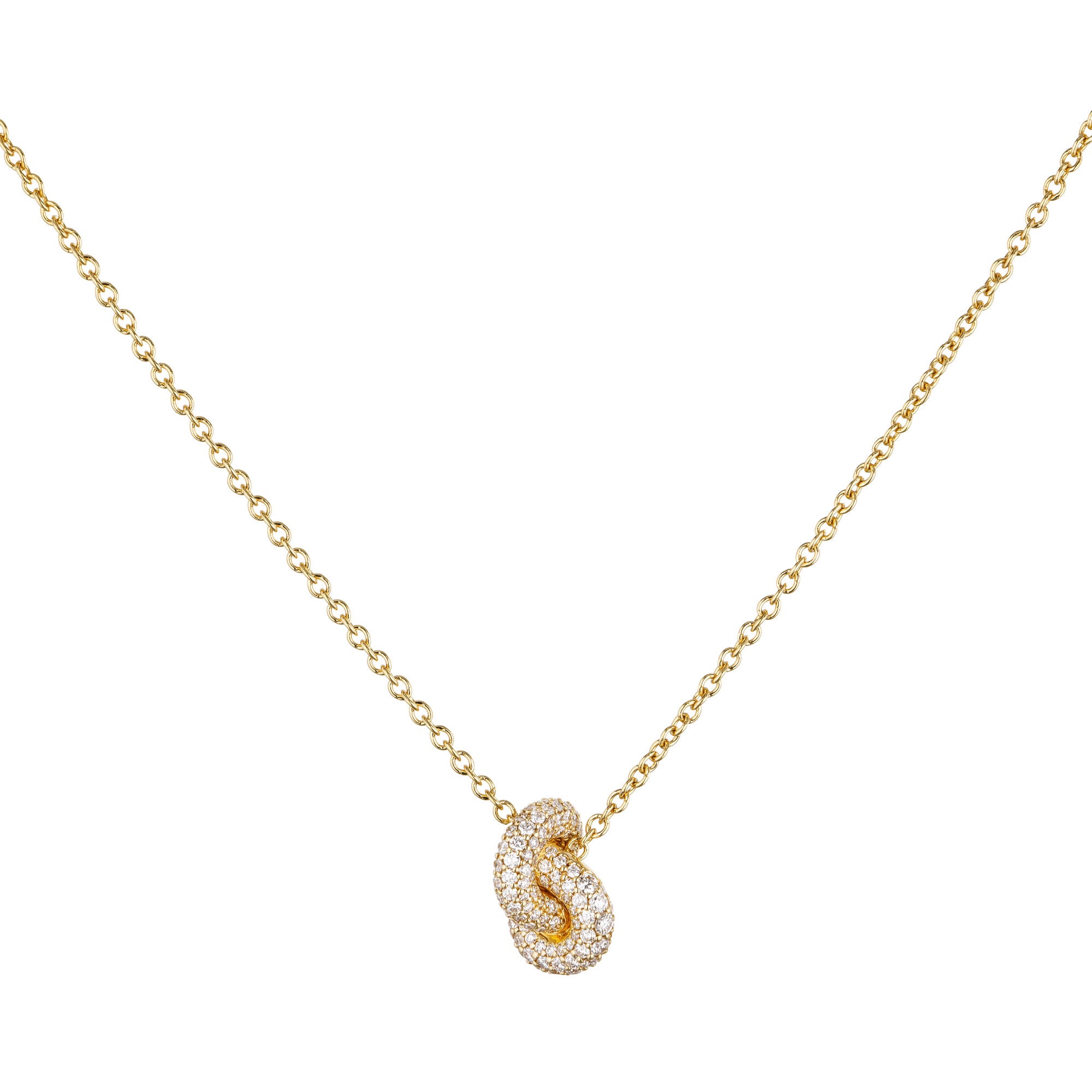 The Legacy Knot Small 18K Gold Necklace w. Diamonds – The Jewellery Room