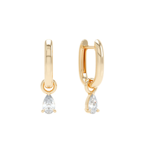 LOEV Allday Polished 14K Gold Huggies w. Diamond Drop The Jewellery Room