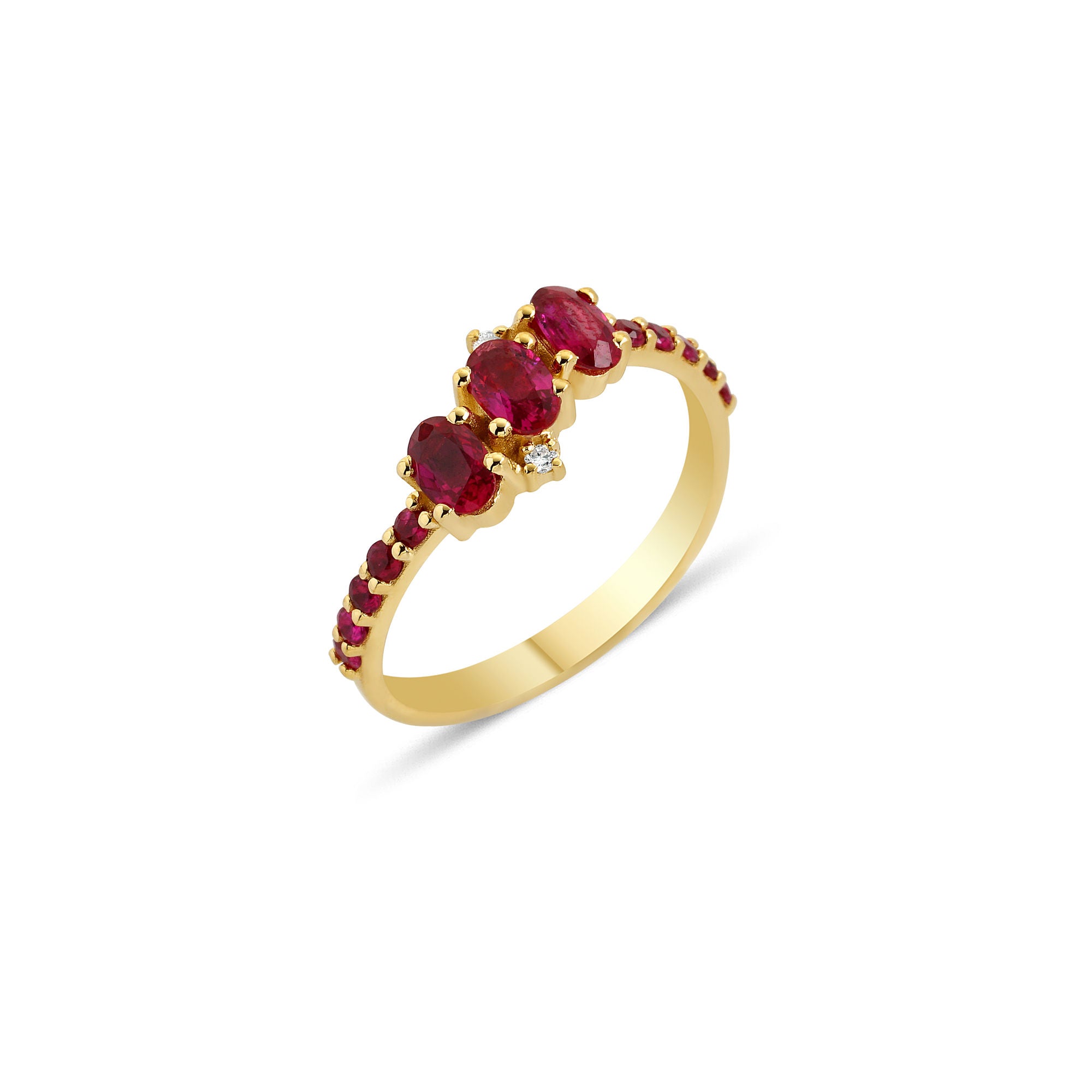 Seraphina Trio 18K Gold Ring w. Rubies & Diamond – The Jewellery Room