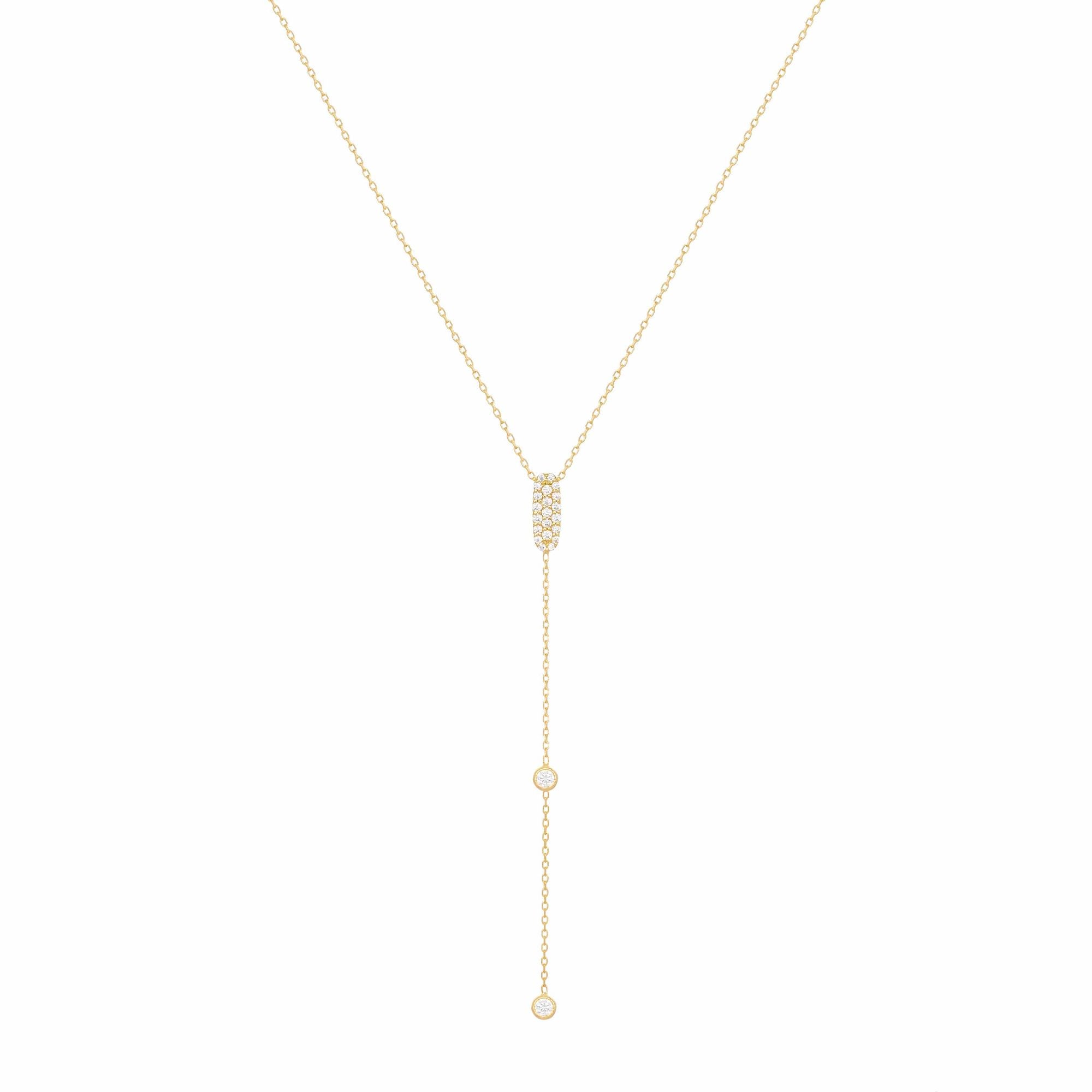 Alexa Fine Jewelry Sparkly Sparkly Lariat 18K Gold Necklace w. Diamonds ...