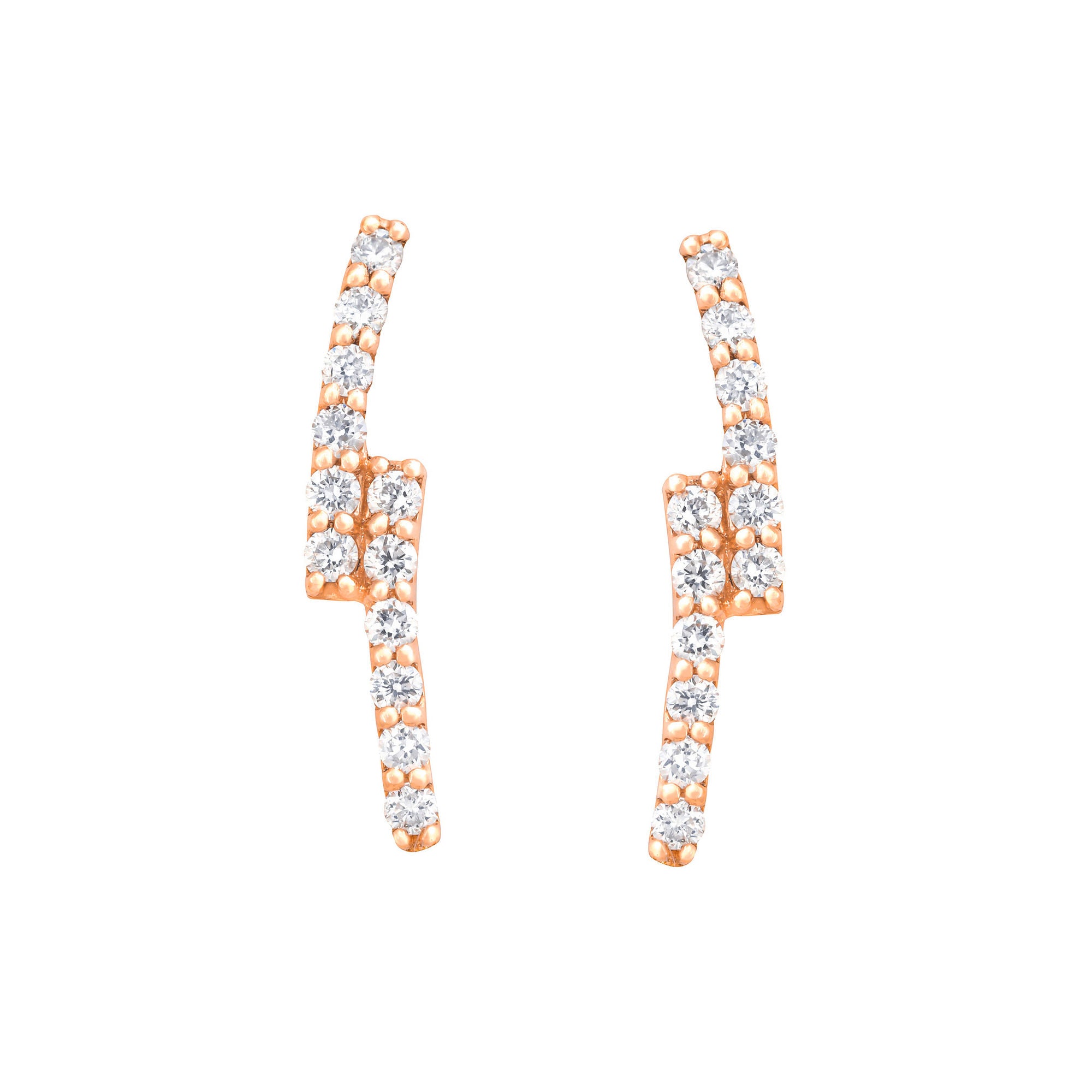 Alexa Fine Jewelry When Lightning Strikes 18K Rosegold Stud w. Diamond ...