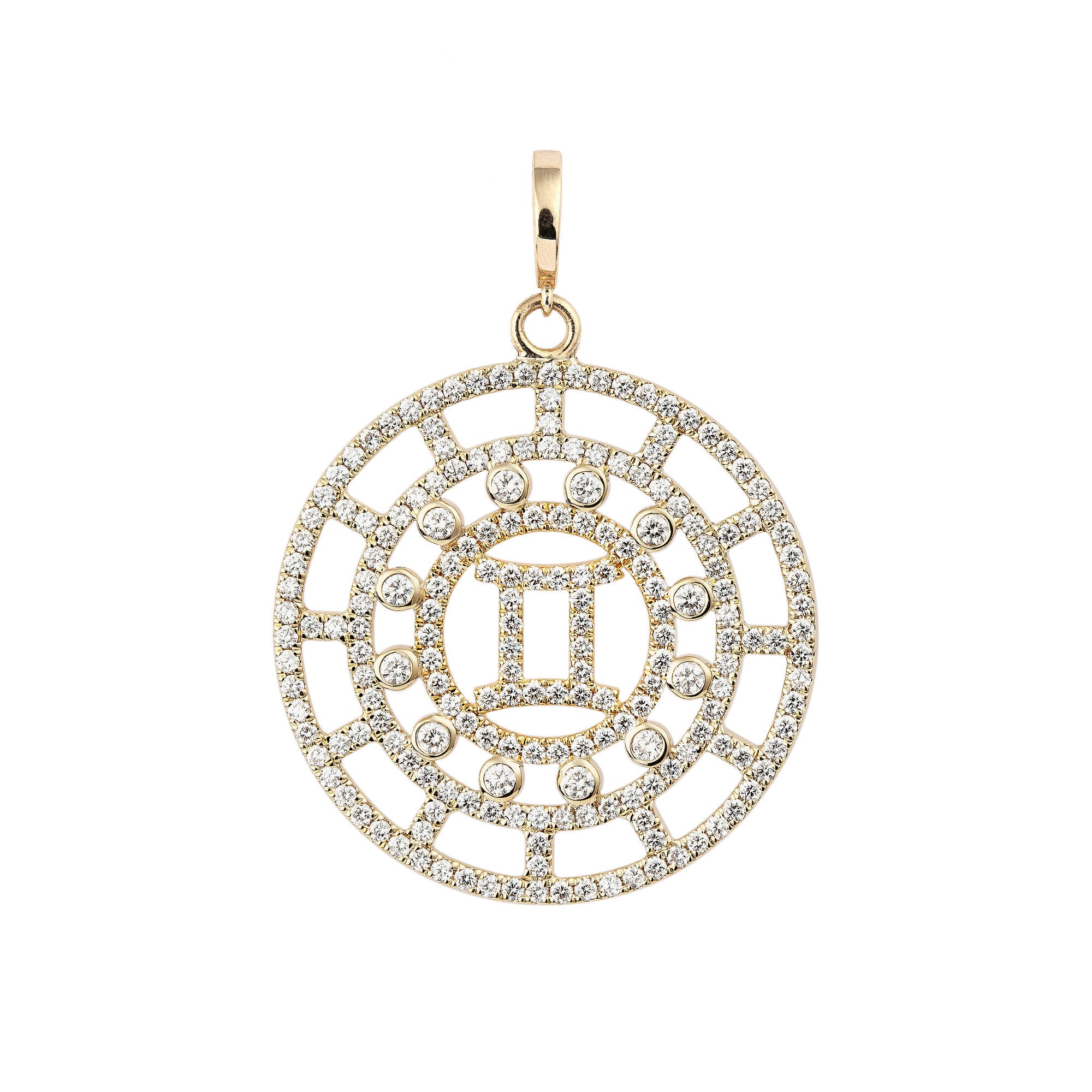 Engelbert Zodiac Pavé Gemini 18K Gold or Whitegold Pendant w. Diamonds ...