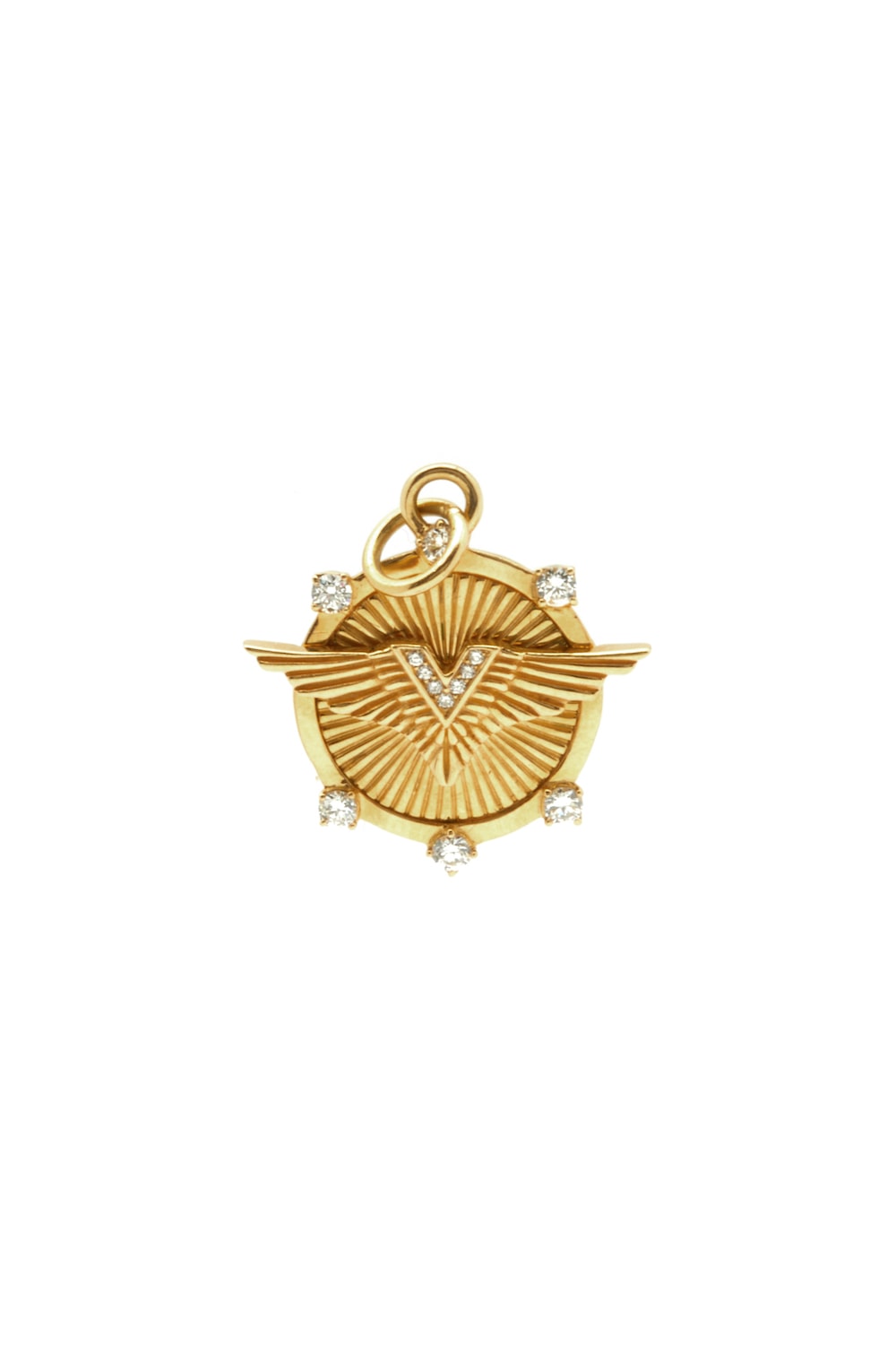 Foundrae Baby Medallion Live Passionately 18K Gold Pendant w. Diamond ...