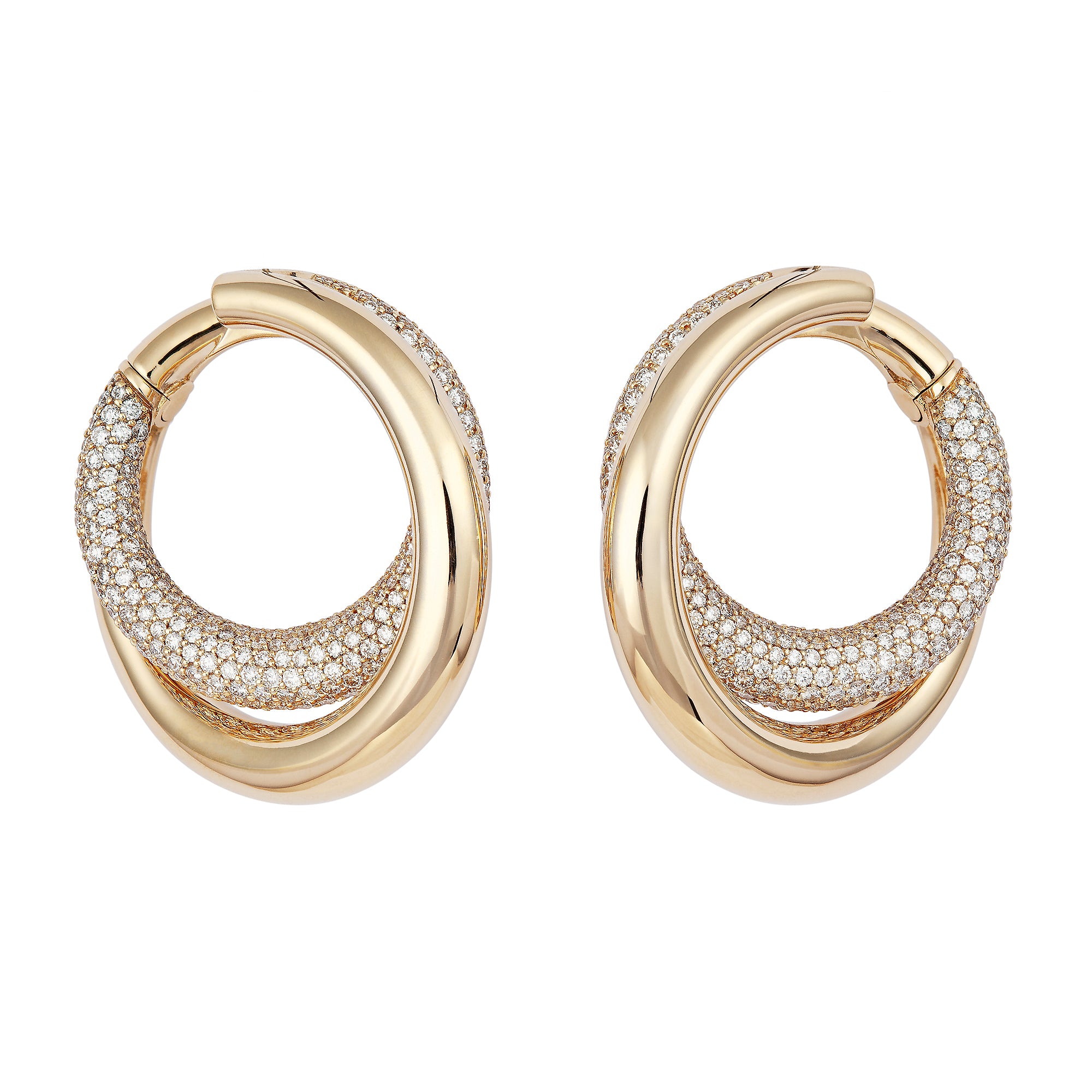 Engelbert Infinity Loop Half Pavé 18K Gold Hoops w. Diamonds – The ...