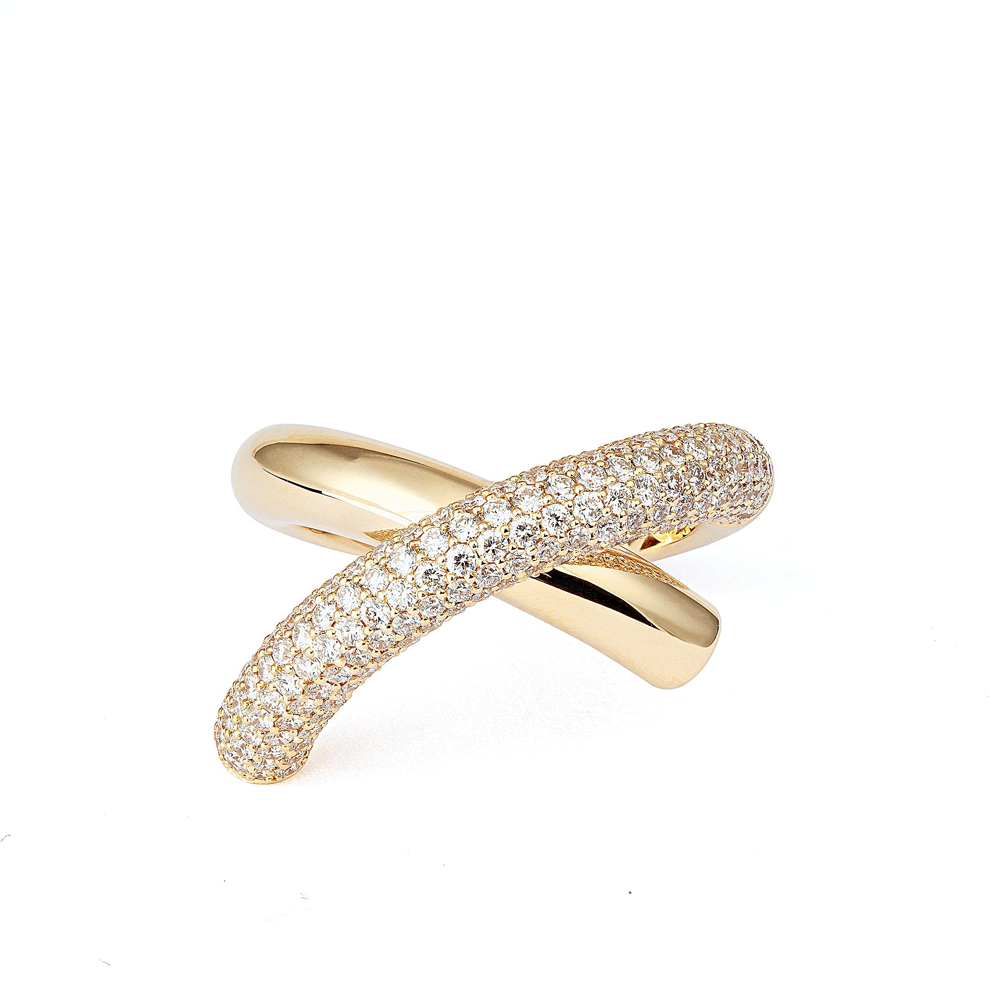 Engelbert Cross Loop Slim Half Pavé 18K Guld Ring m. Diamanter – The ...