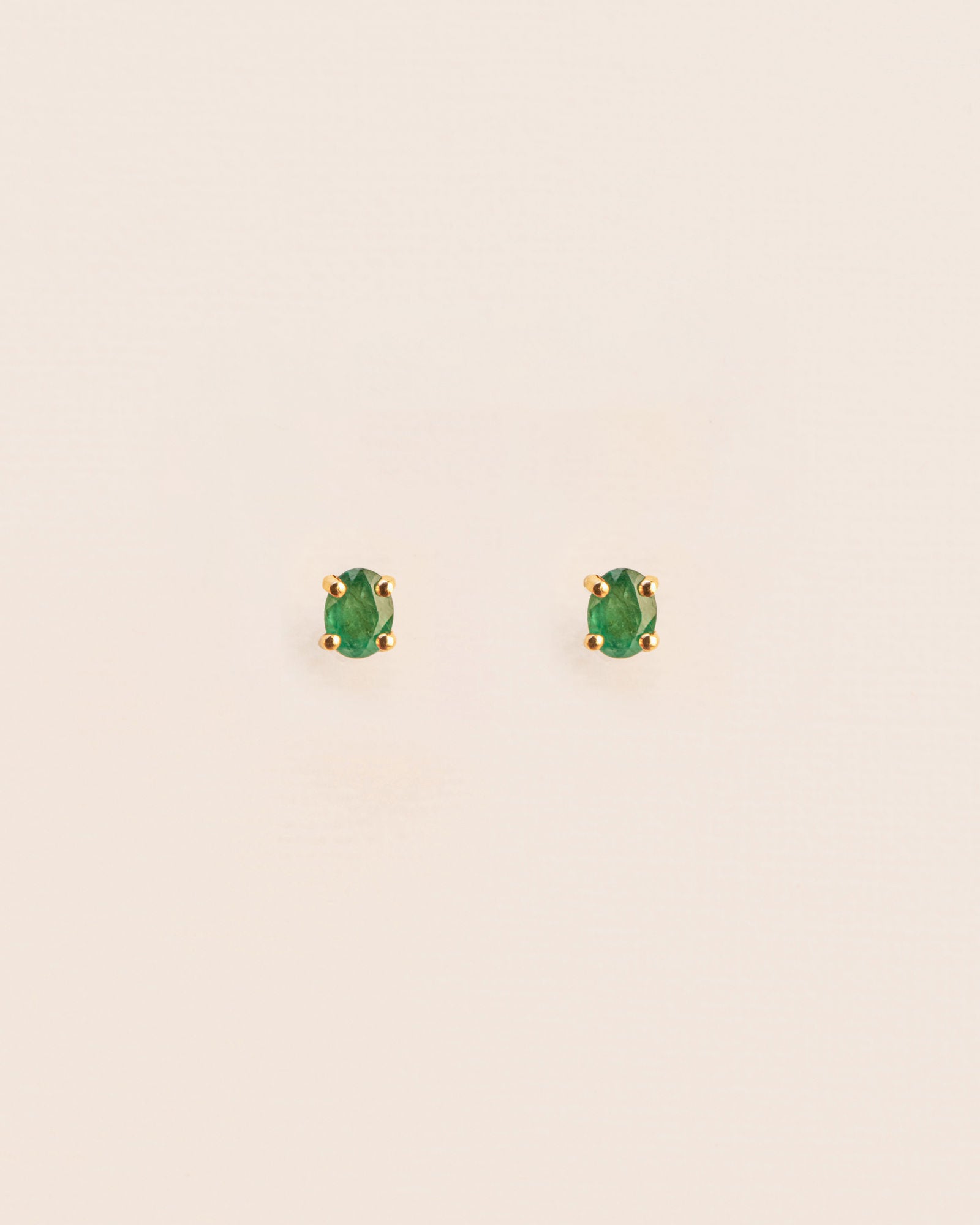 Wouters & Hendrix 18K Simple Gold Studs w. Green Emerald – The ...