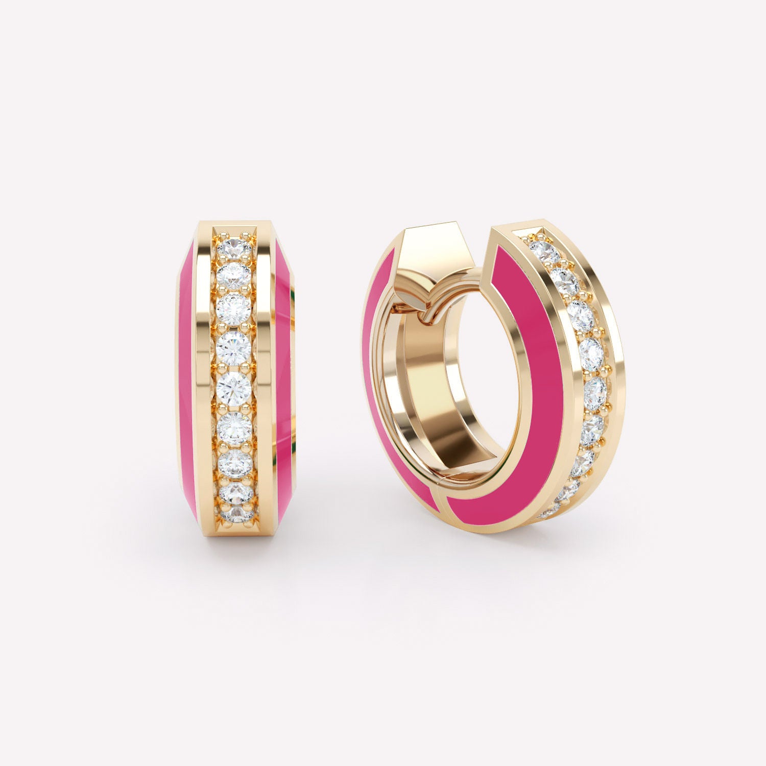 LOEV Eternity Pink 18K Gold Huggies w. Lab-Grown Diamonds – The ...