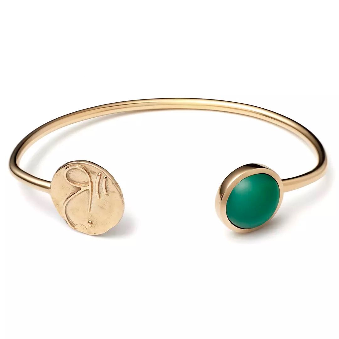 Fairmined Cosmos Circle | Key Of Vibration Silver Bangle w. Green Agate ...
