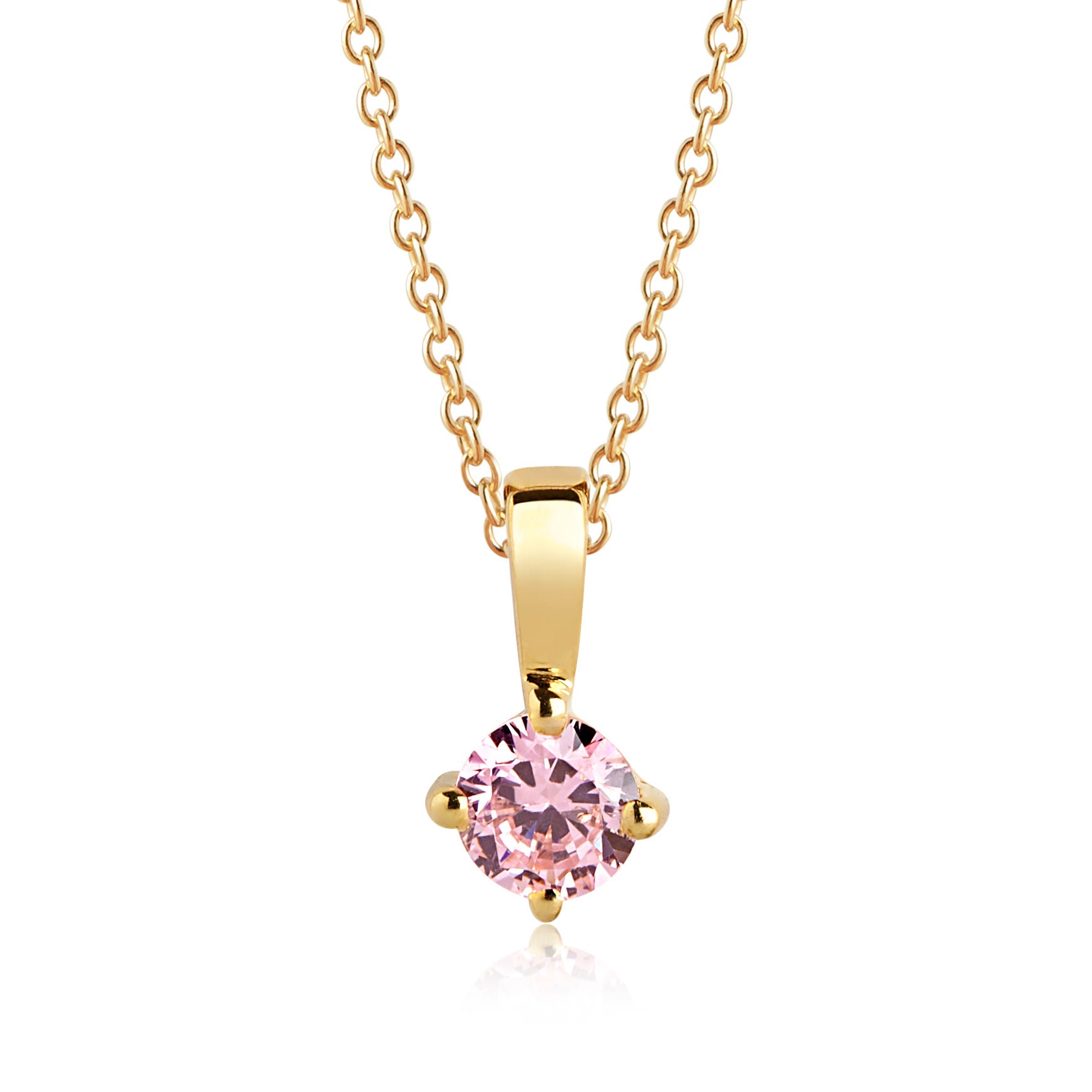 Sif Jakobs Jewelry Princess Piccolo Round Gold Plated Necklace w. Pink ...
