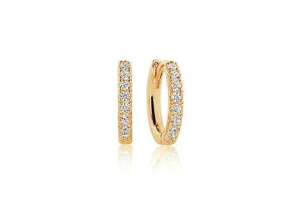 Sif Jakobs Jewellery Ellera small Gold Plated Hoops w. White Zirconias The Jewellery Room