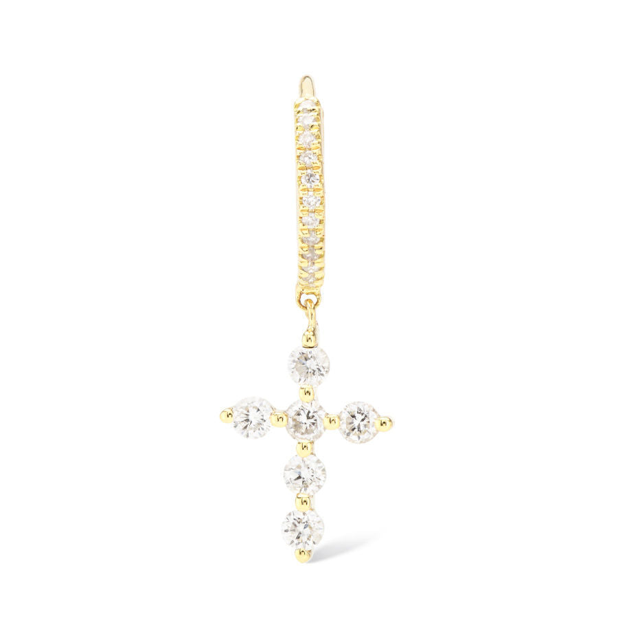 Persée Paris Pavéd Cross Piercing 18K Gold, Whitegold or Rosegold Hoop ...