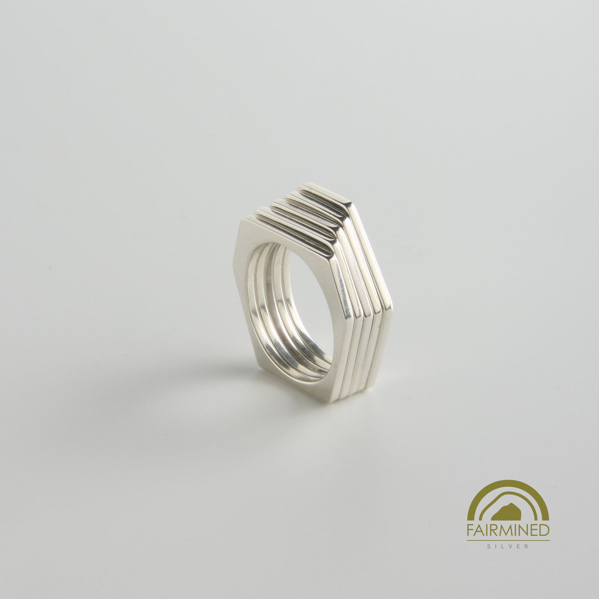 Fairmined Minrl | Random Polygons Square Five Hexagons Silver Rings ...