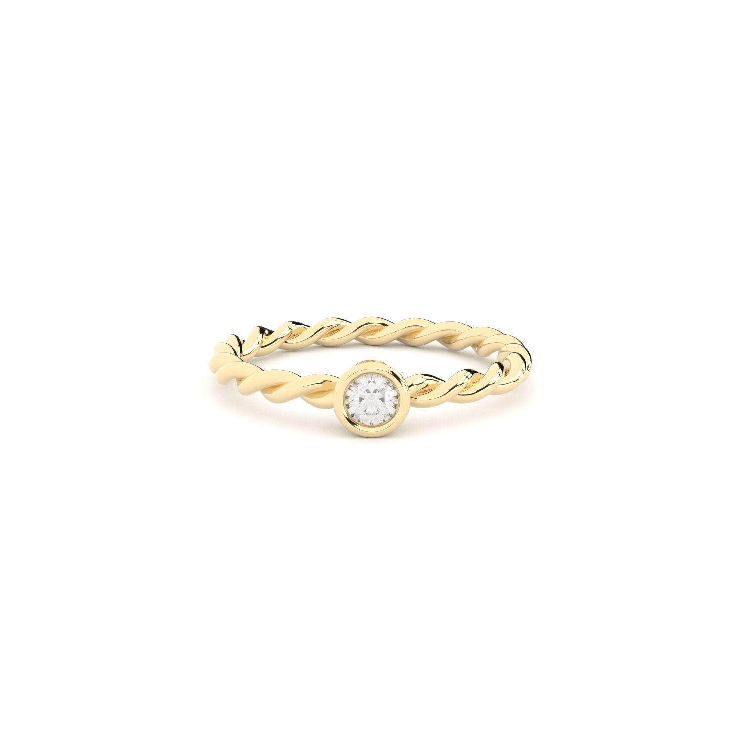 Formes Fine Jewelry Becoming Twisted 18K Gold Ring w. Lab-Grown Diamond ...